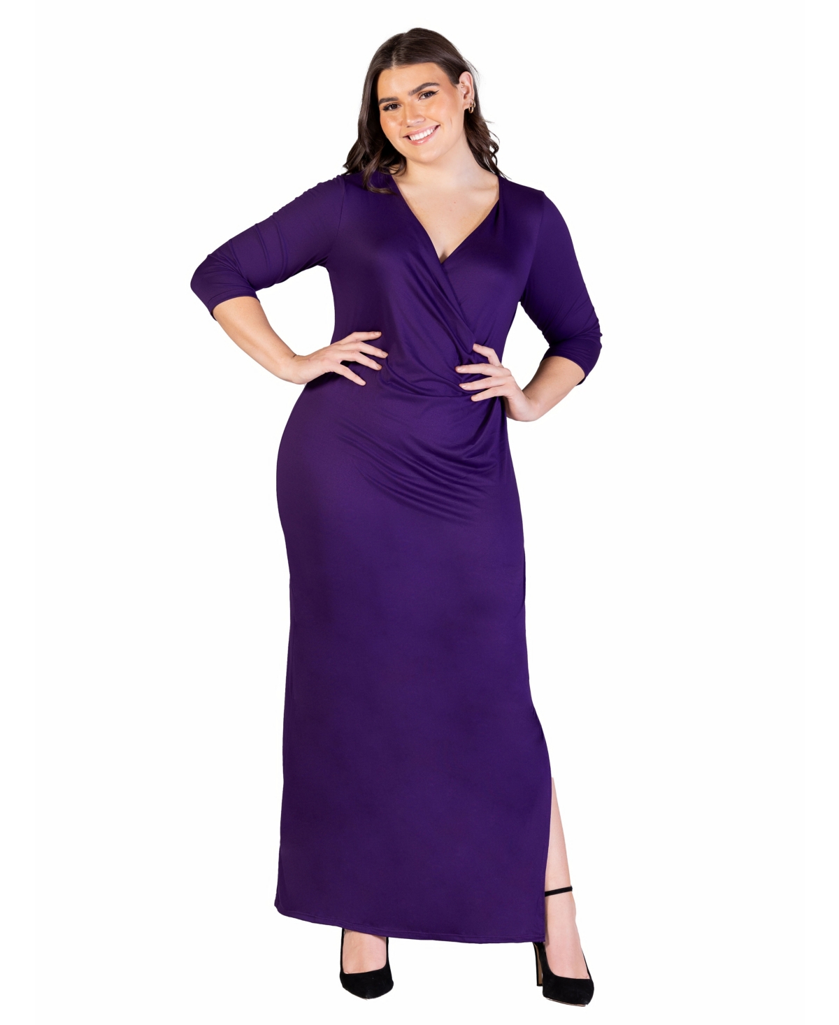 Click here for 24seven Comfort Apparel Fitted V-Neck Side Slit Ma... prices