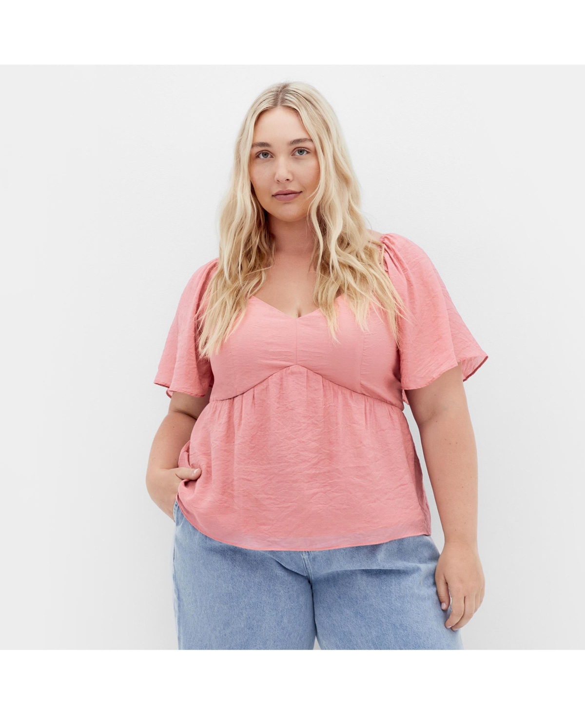 Click here for City Chic Plus Size Marci Top - Deep rose prices