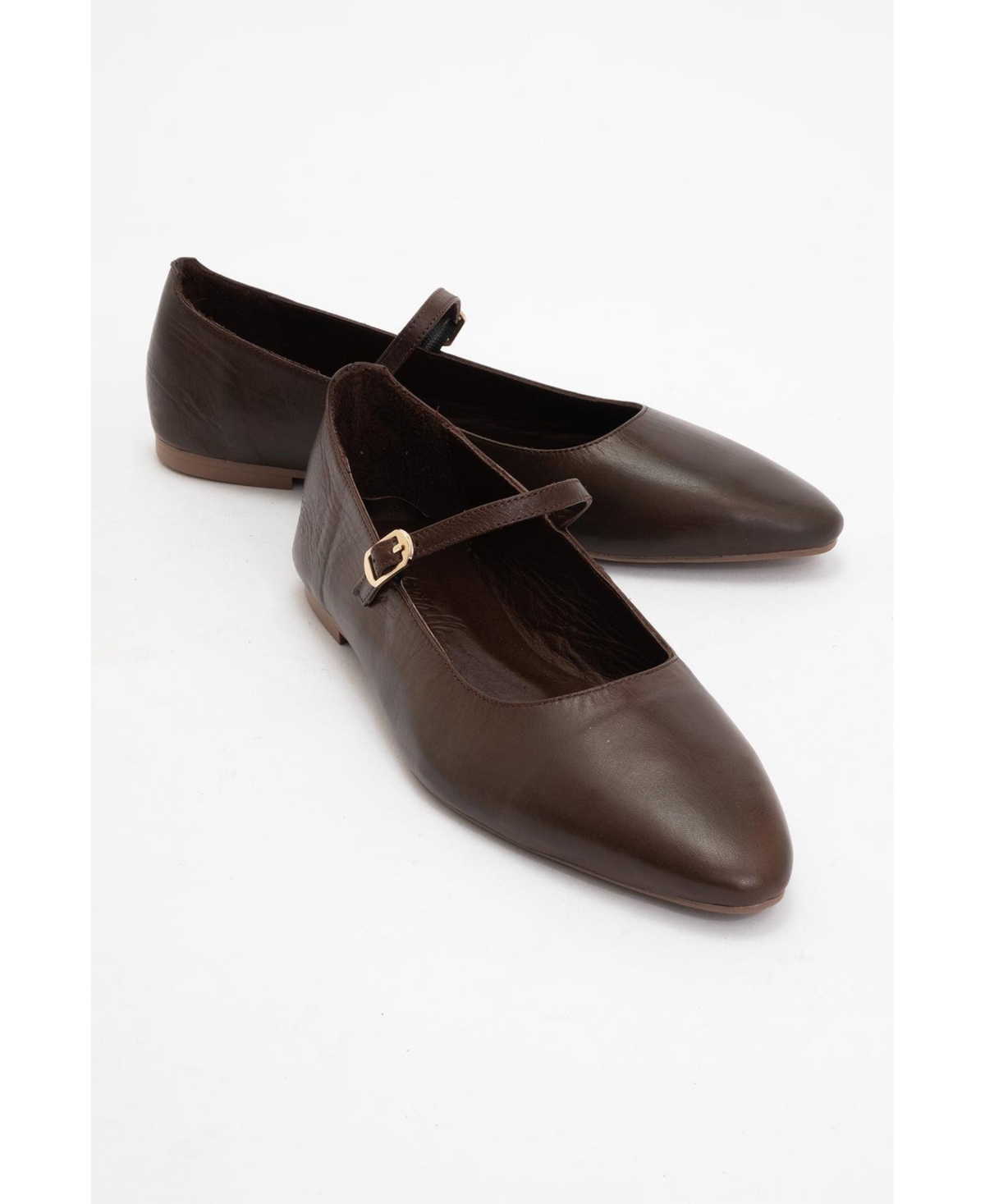 Click here for Lara Leather Mary Jane Flats - Brown leather prices