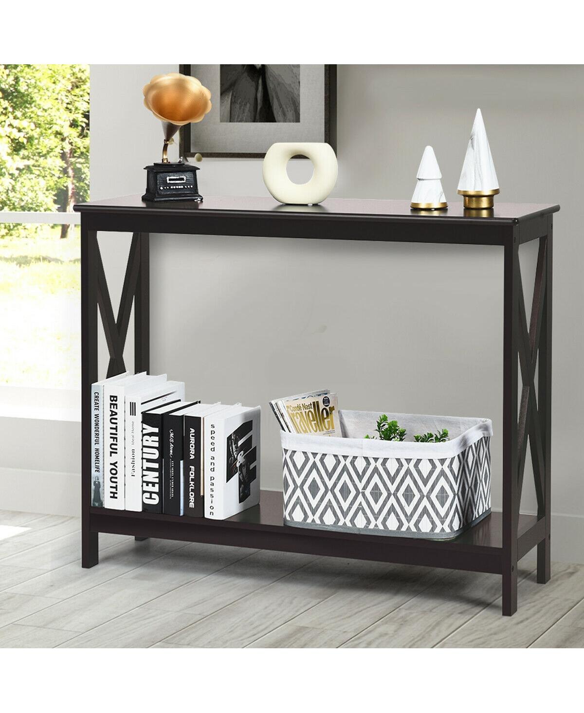 Click here for 2-Tier Console X-Design Sofa Side Accent Table - D... prices