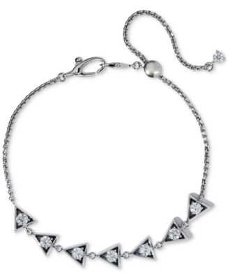 Eliot Danori Silver-Tone Cubic Zirconia Triangle Slider Bracelet ...