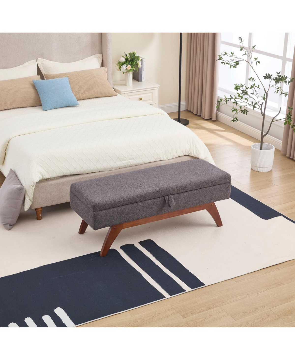 Click here for Streamdale Teddy wool fabric  solid wood feet for... prices