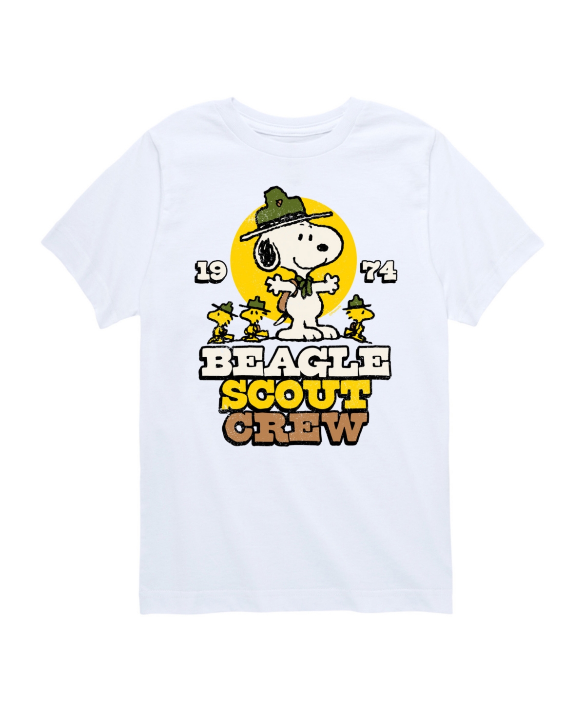 Peanuts Big Boys Beagle Scout Crew Graphic T-Shirt - White