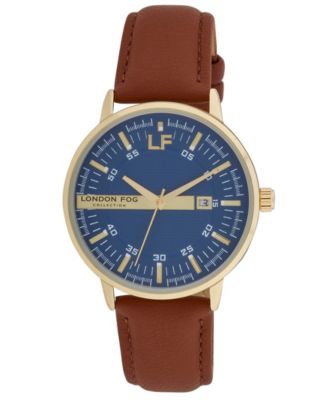 London Fog Unisex Millennium Brown Leather Watch, 40mm - Macy's