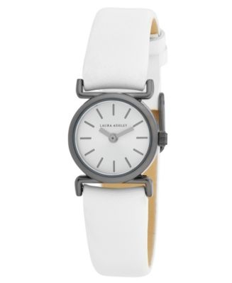 Laura Ashley Women's Quartz White Leather Watch, 20mm - Macy's