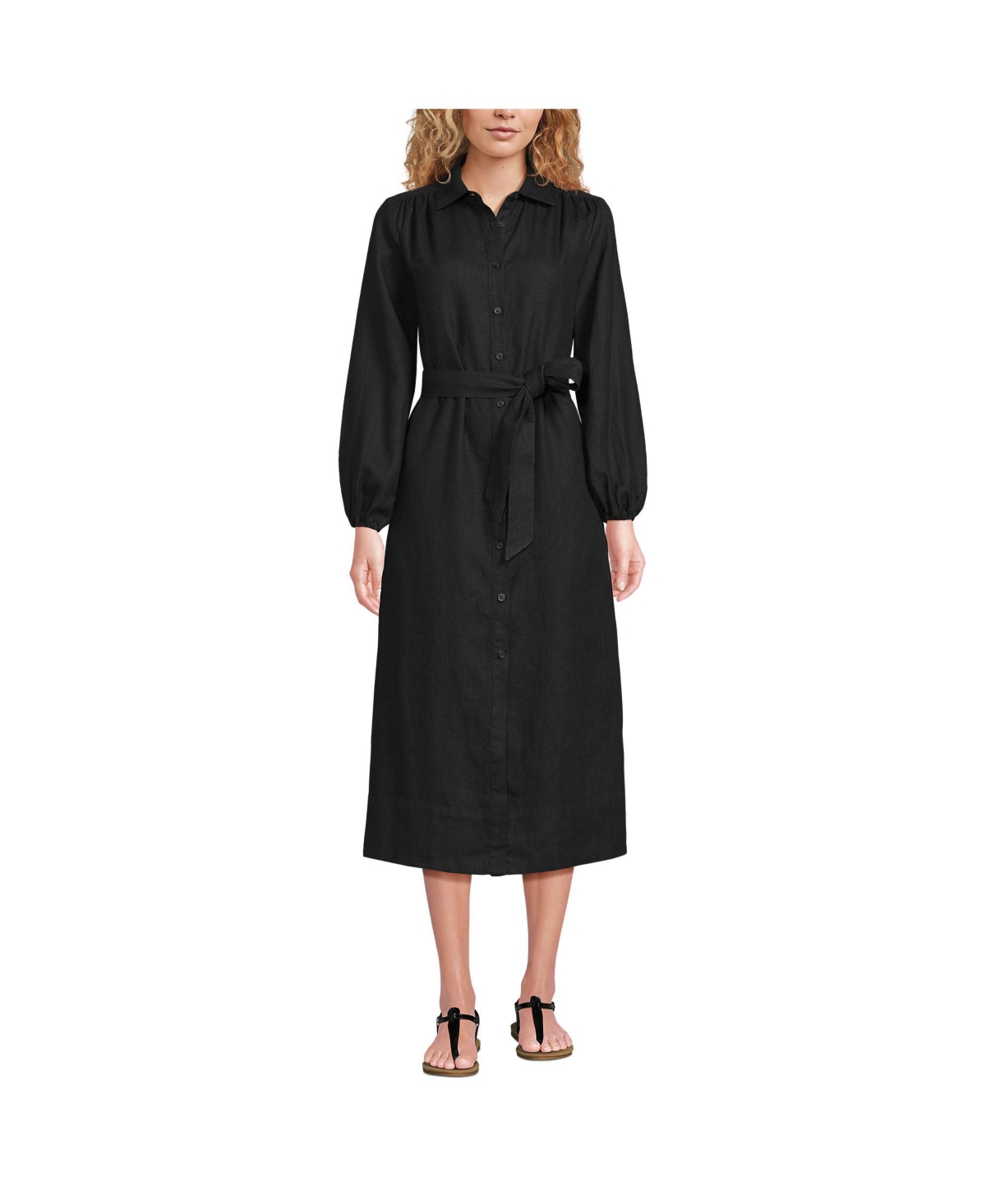 Click here for Lands End Womens Linen Long Sleeve Midi Shirt Dres... prices