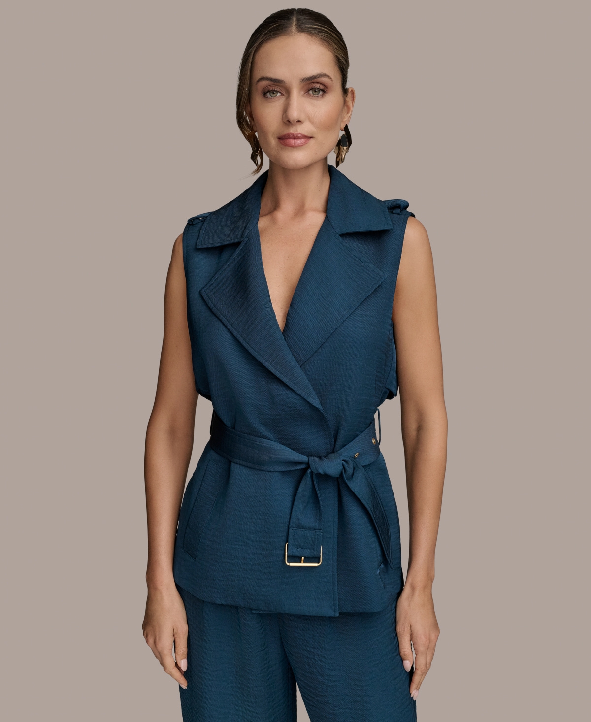 Click here for Donna Karan New York Womens Belted Vest - Tide prices
