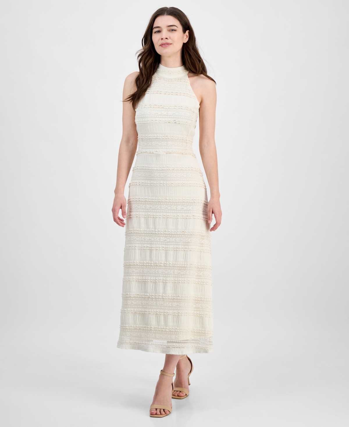 Click here for Anne Klein Womens Lace Knit Mock Neck Halter Dress... prices