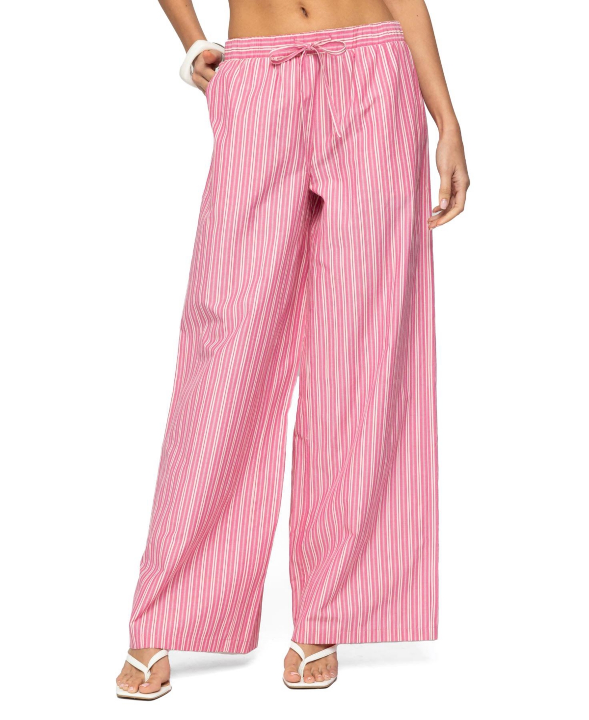 Click here for Edikted Womens Maggy Striped Wide Leg Pants - Pink prices