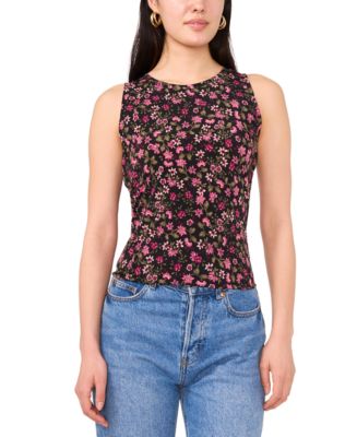 Vince Camuto Women's Printed Keyhole-Back Tank Top - Macy's