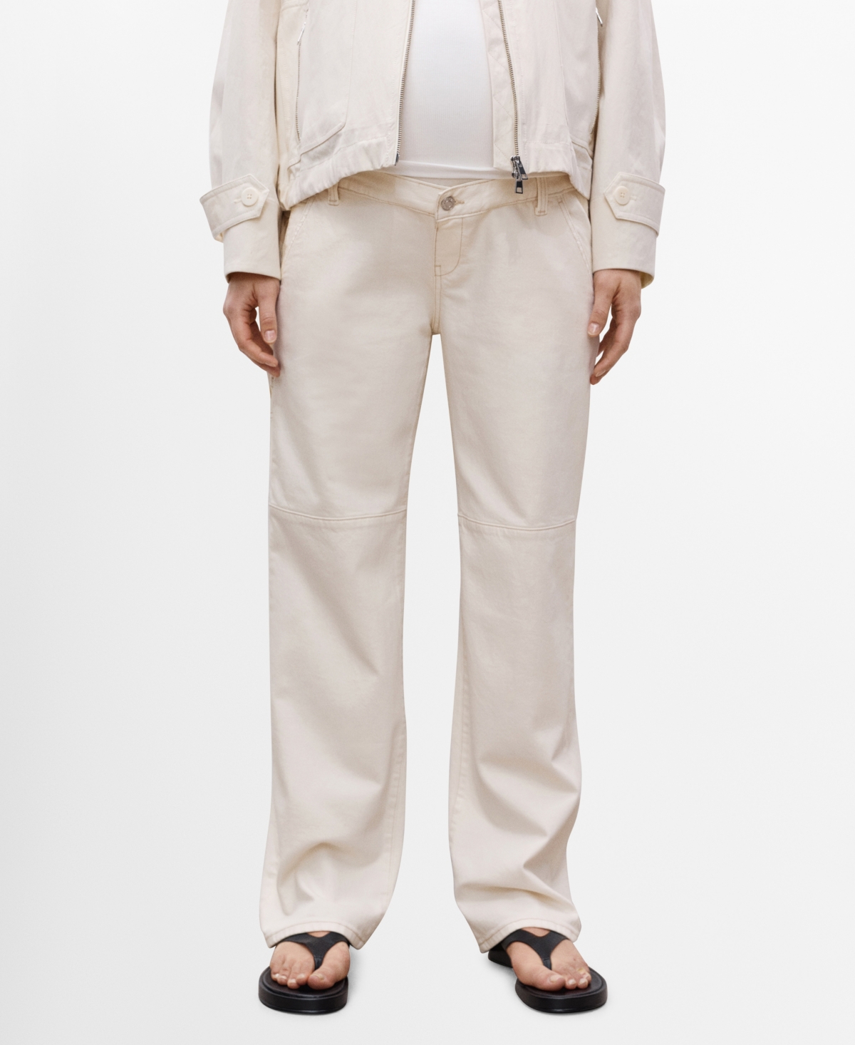 Click here for Mango Womens Maternity Wide Leg Jeans - Off White prices