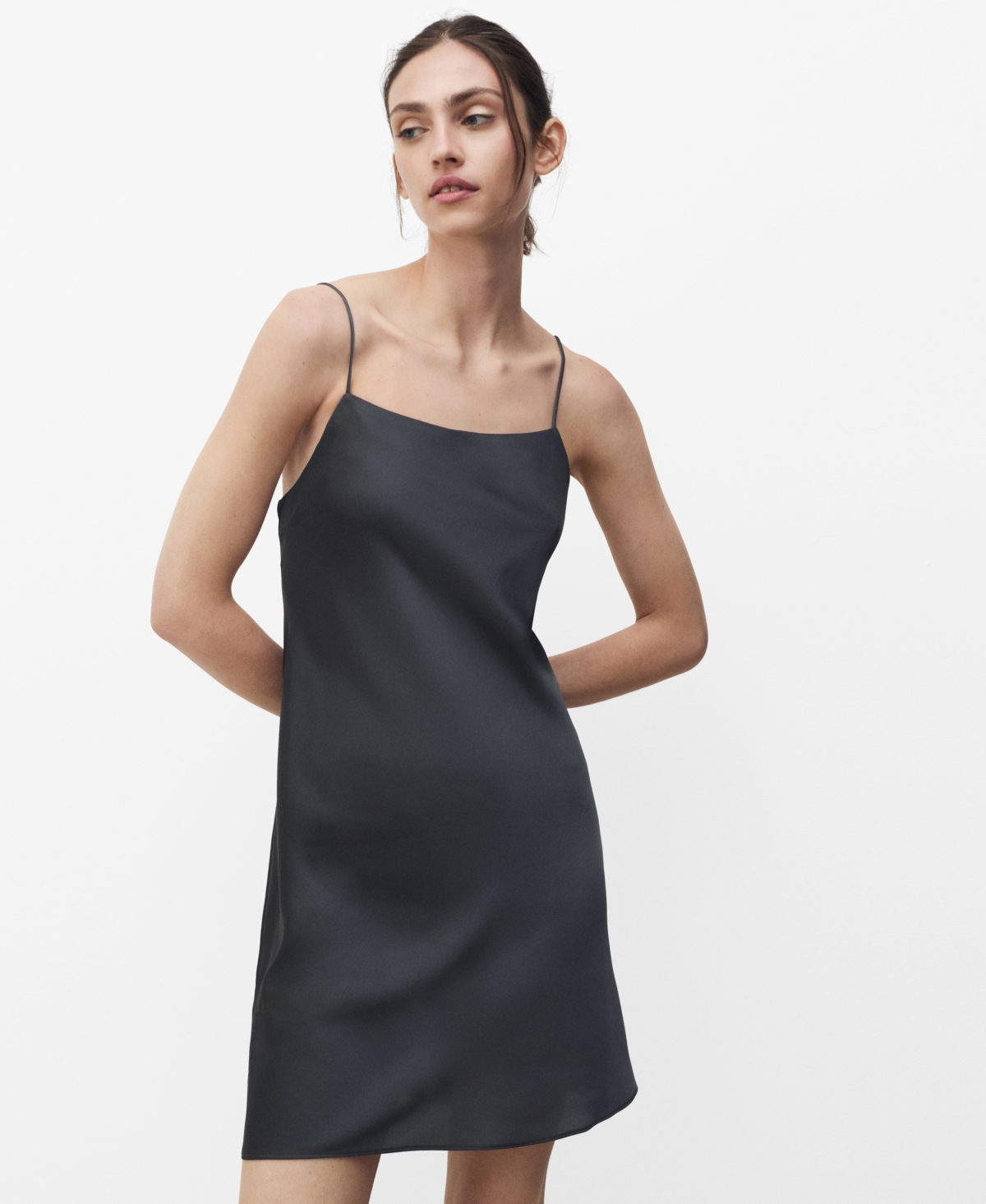 Click here for Mango Womens Straps Satin Nightgown Dress - Dark G... prices