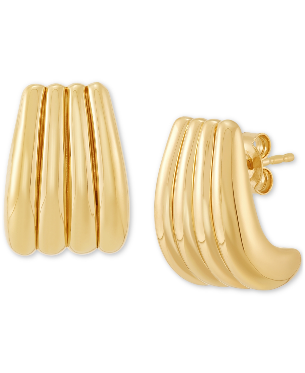 Click here for Polished Wavy Dome Stud Earrings in 18K Gold-Plate... prices