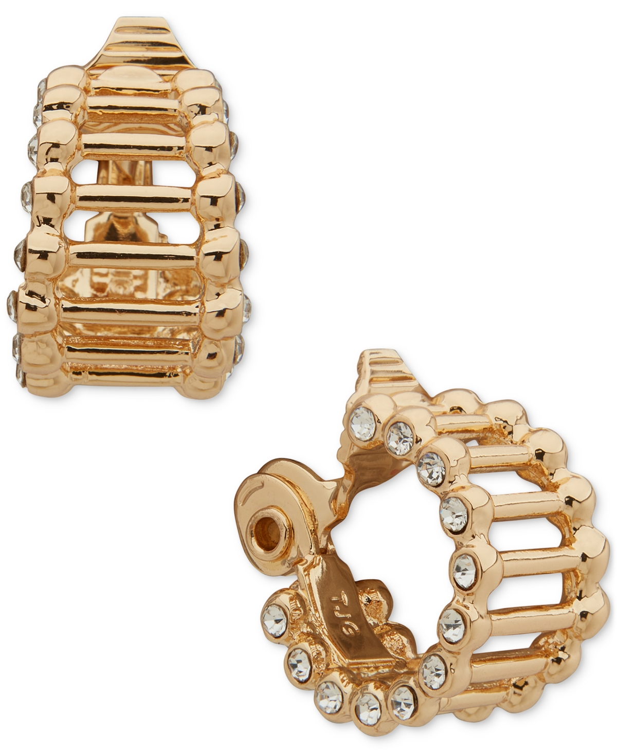 Click here for Anne Klein Gold-Tone Small Pave Open Ribbed Clip-O... prices