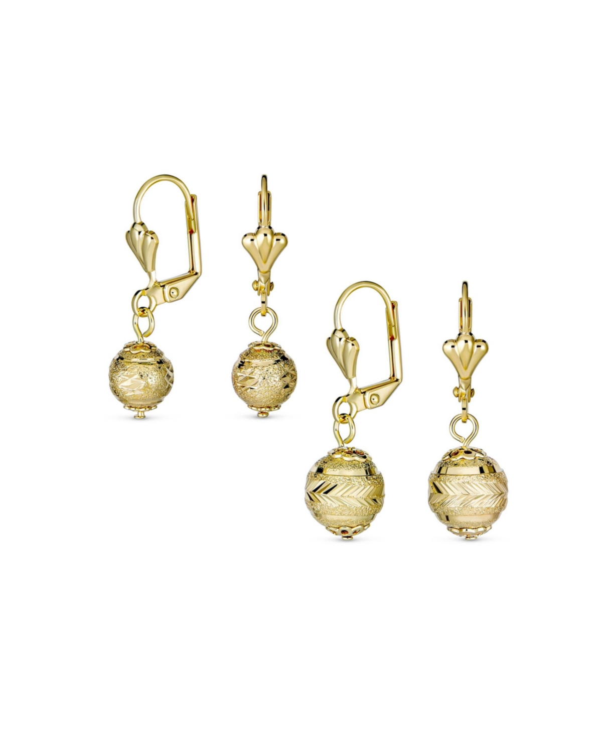 Click here for Bling Jewelry Set of 2 Drop Ball Earrings in Gold... prices