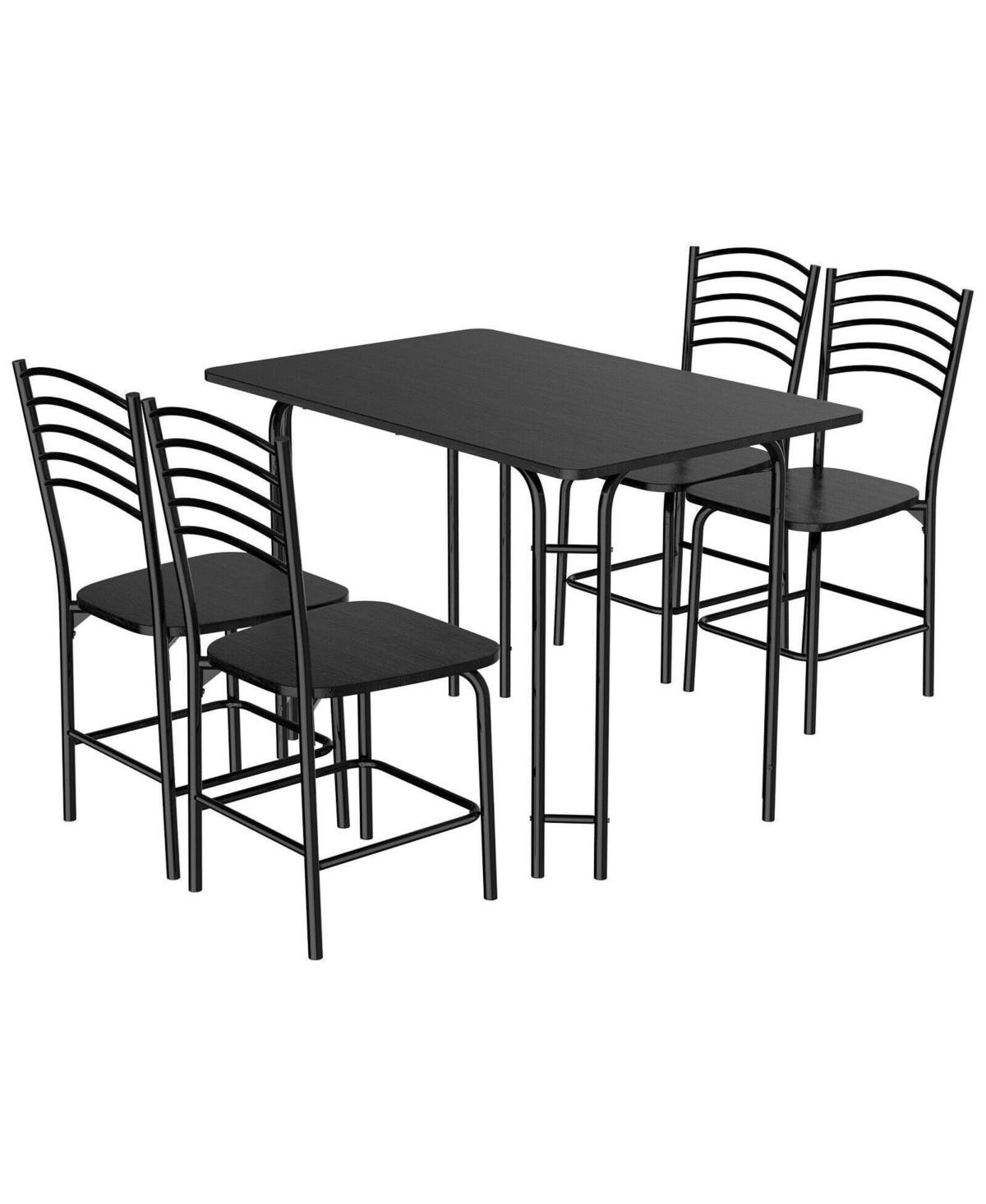 Click here for 5 Pieces Wood Rectangular Dining Table Set - Black prices