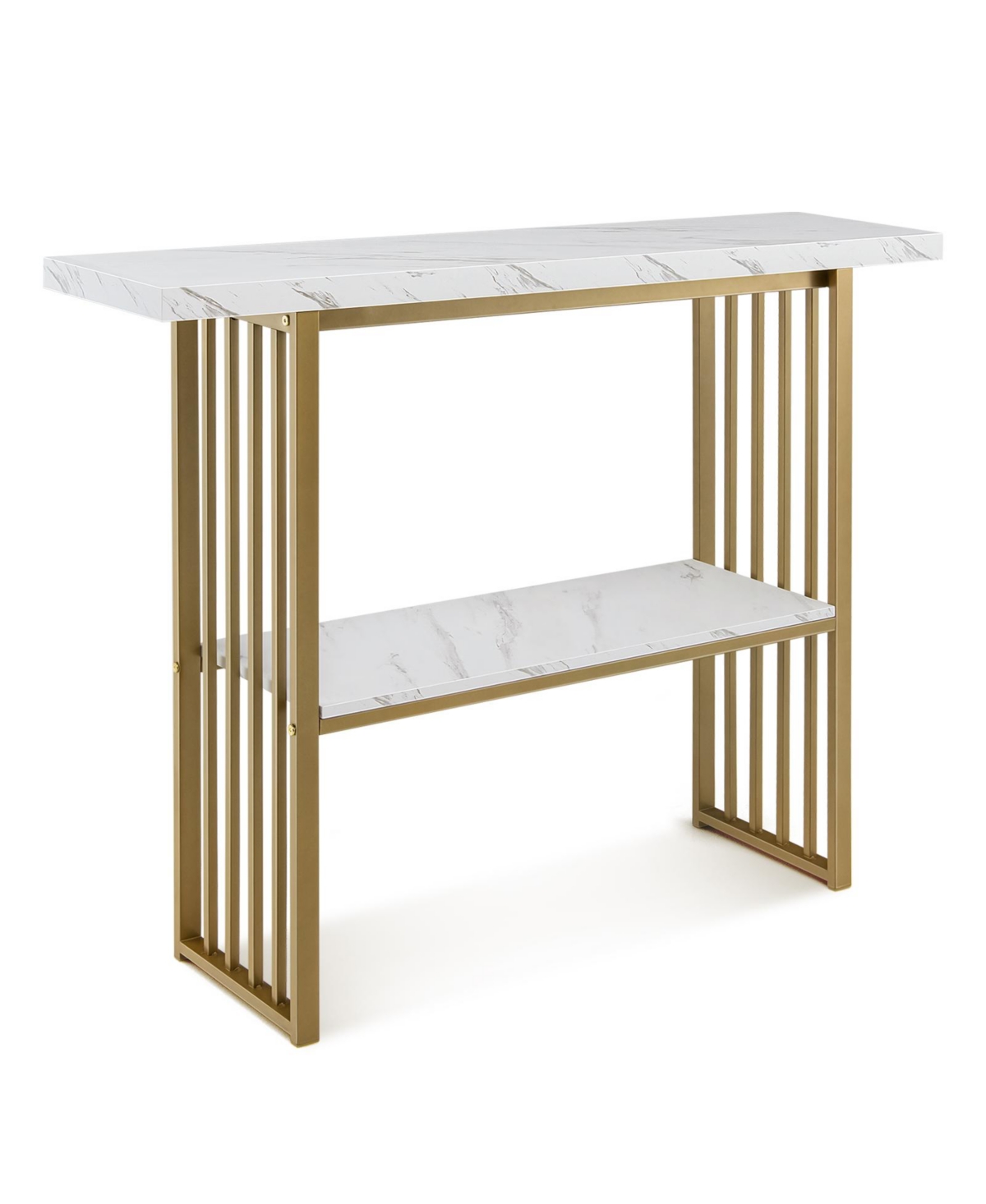 Click here for 48 Inch 2-Tier Console Table with Gold Finished Fr... prices
