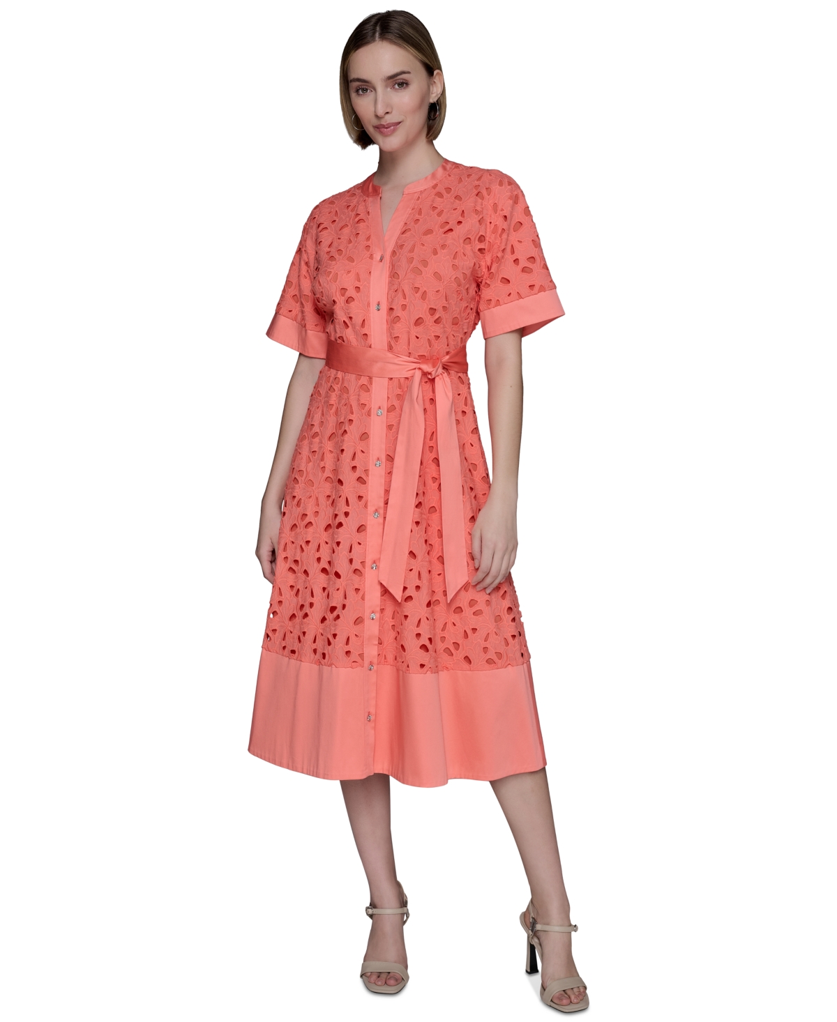 Click here for Karl Lagerfeld Paris Petite Cotton Button-Front Ey... prices