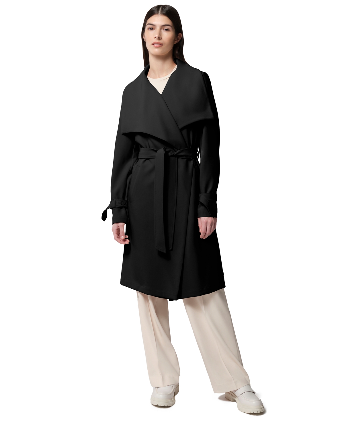 Click here for Soia & Kyo Womens Belted Trench Coat - Black prices