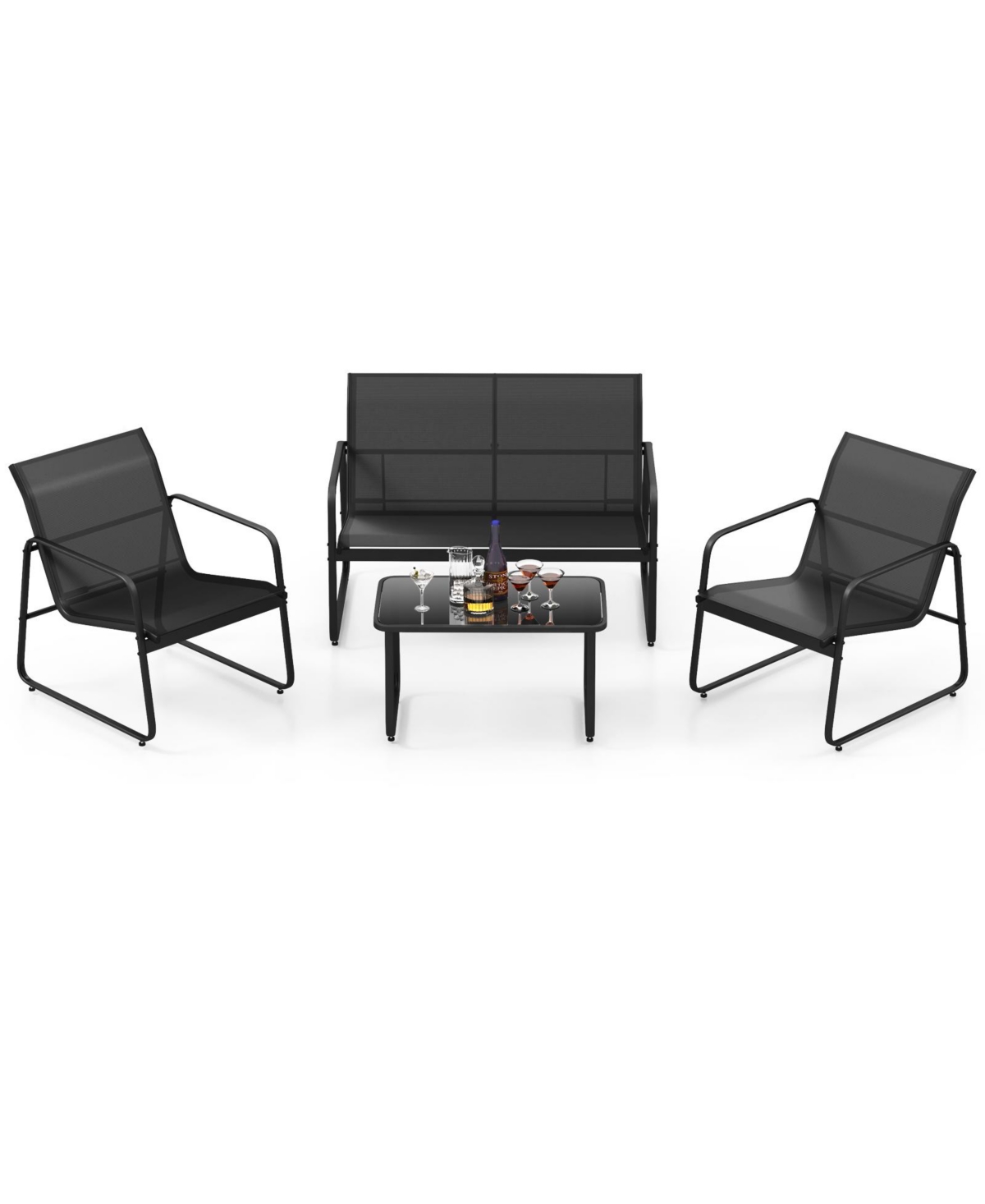 Click here for Gymax 4 Pcs Furniture Set Tempered Glass Coffee Ta... prices
