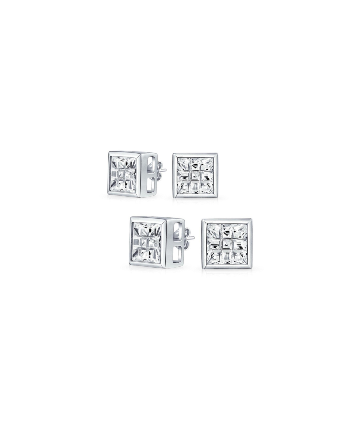 Click here for Bling Jewelry Set of 2 Square Black Clear Cubic Zi... prices