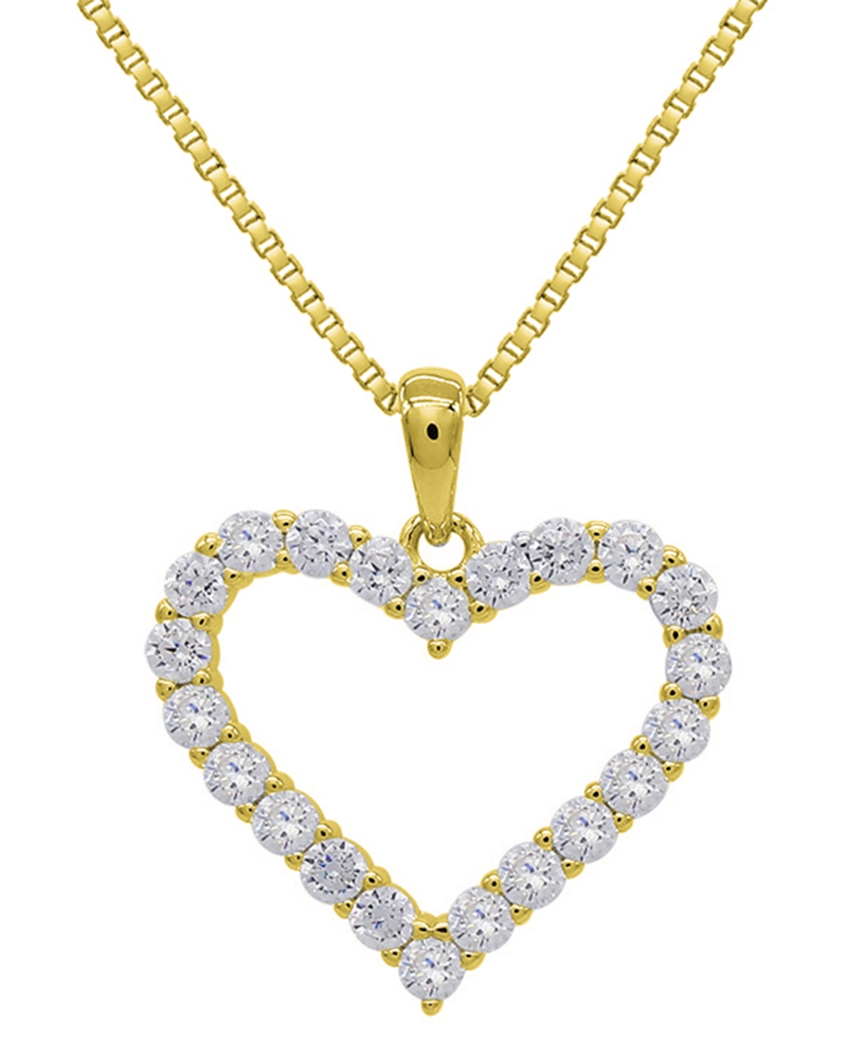 Click here for Lab Grown White Sapphire Open Heart 18 Pendant Nec... prices