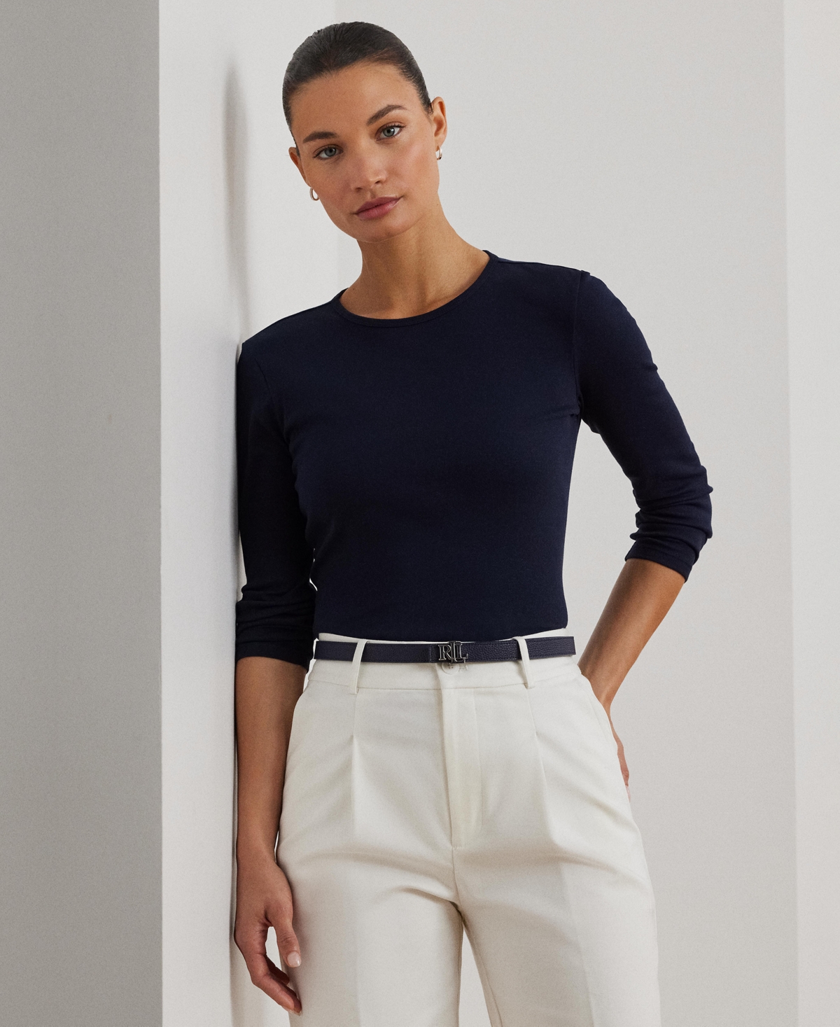 Click here for Lauren Ralph Lauren Cotton-Blend Long-Sleeve Top -... prices