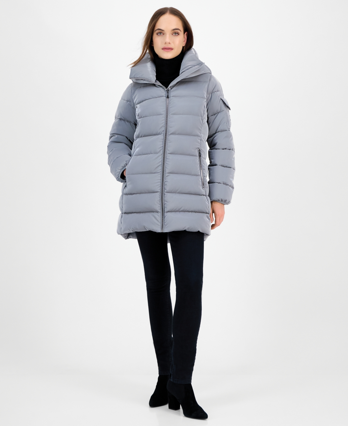 Click here for Bcbgmaxazria Womens Hooded Puffer Coat - Platinum prices