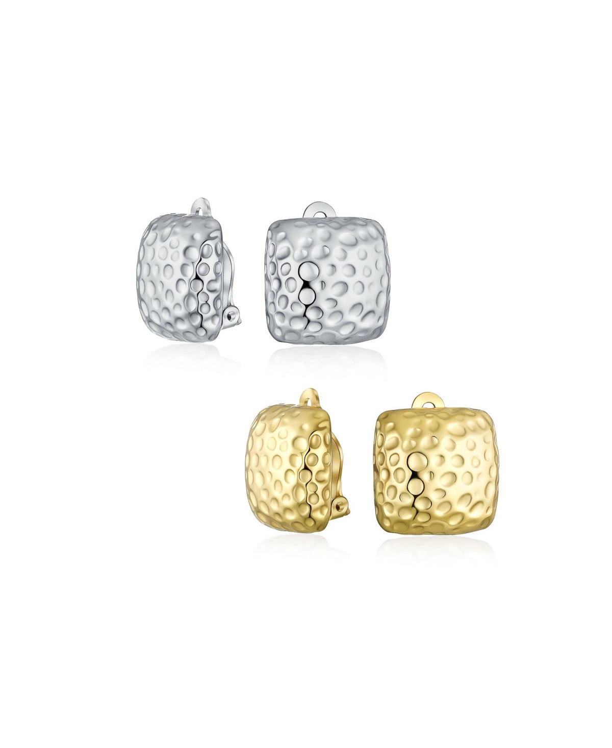 Click here for Bling Jewelry Geometric Hammered Square Clip-On Ea... prices