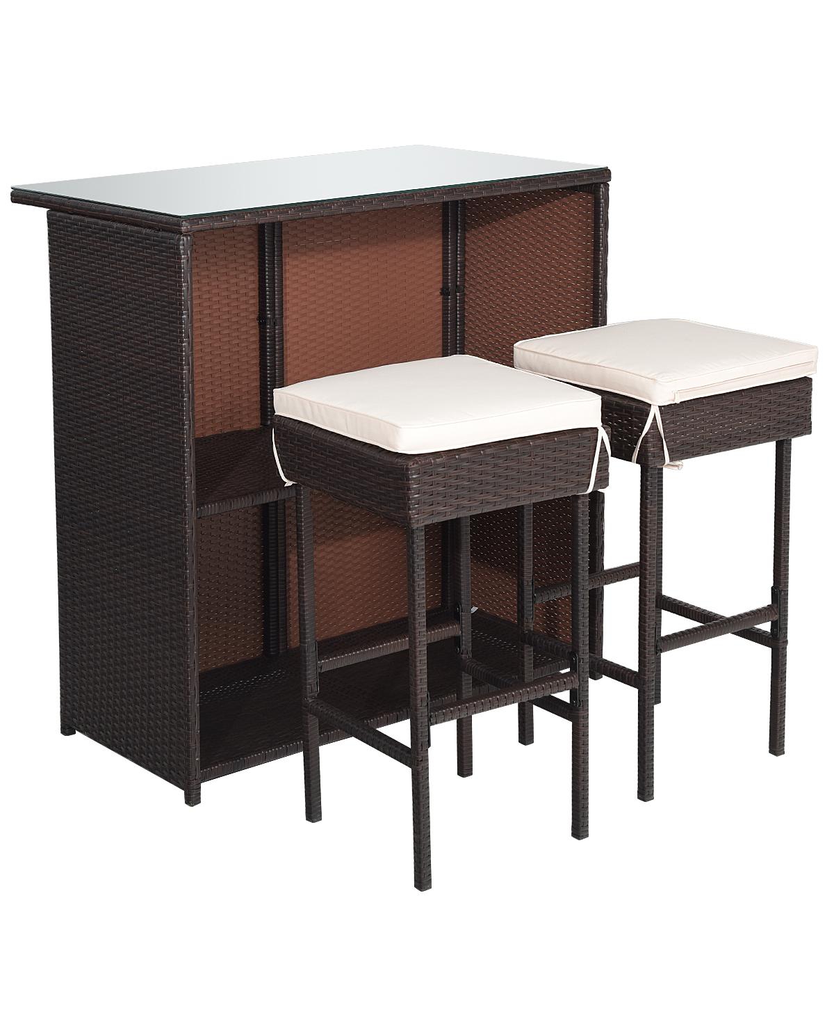 Click here for 3PCS Patio Rattan Wicker Bar Table Stools Dining S... prices