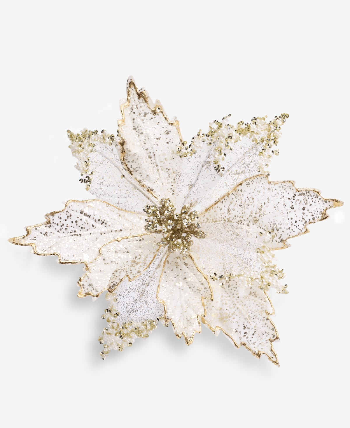 Click here for Holiday Lane Gilded Glamour White Poinsettia Clip... prices