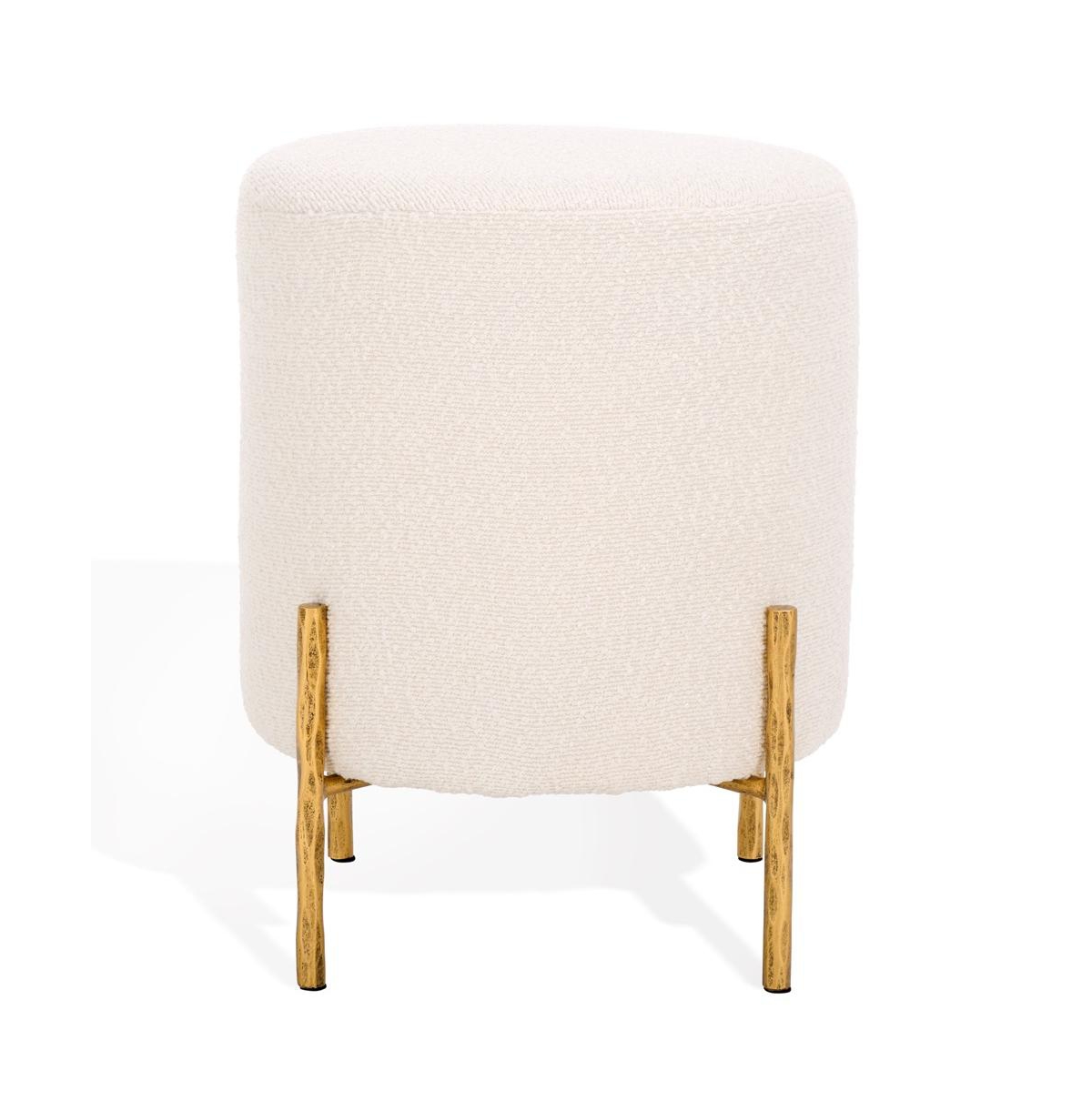 Click here for Jessa Round Boucle Ottoman - Ivory / brass prices