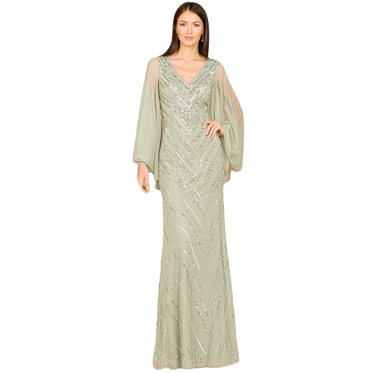 Click here for Lara Womens Long Cape Sleeves Beaded Dress - Outle... prices