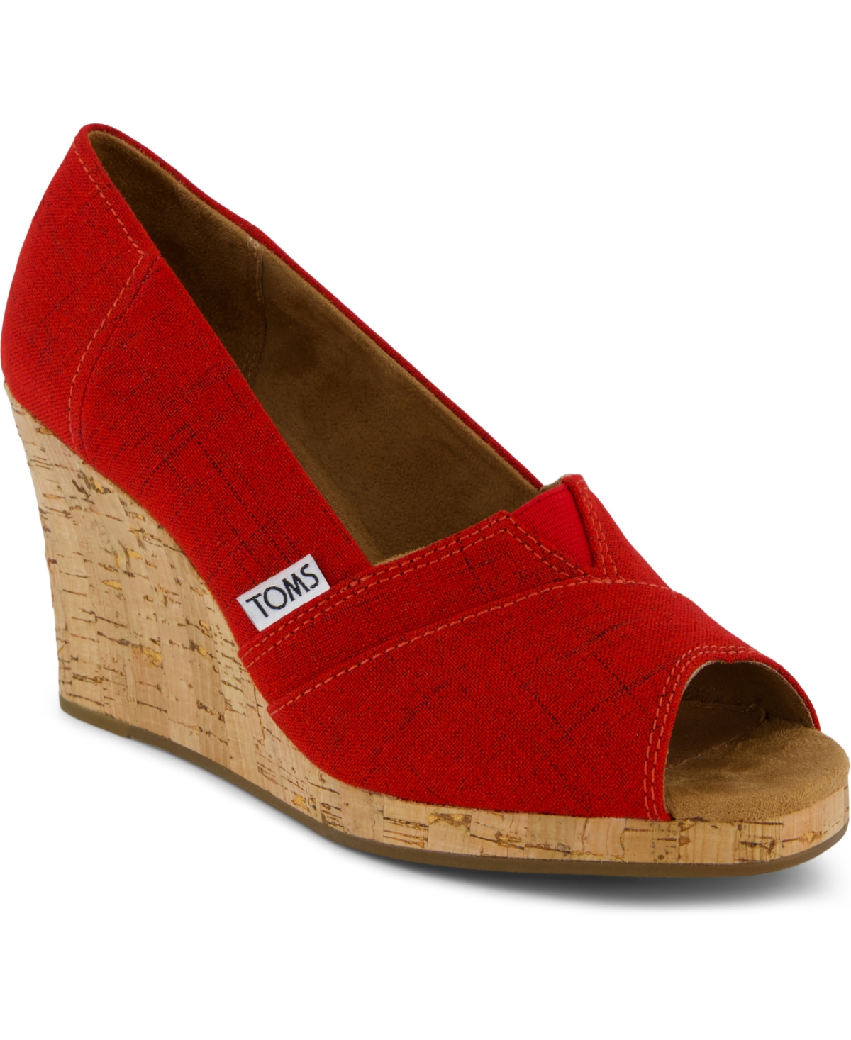 Click here for Toms Womens Slip On Wedge Sandals - Red Crosshatch... prices
