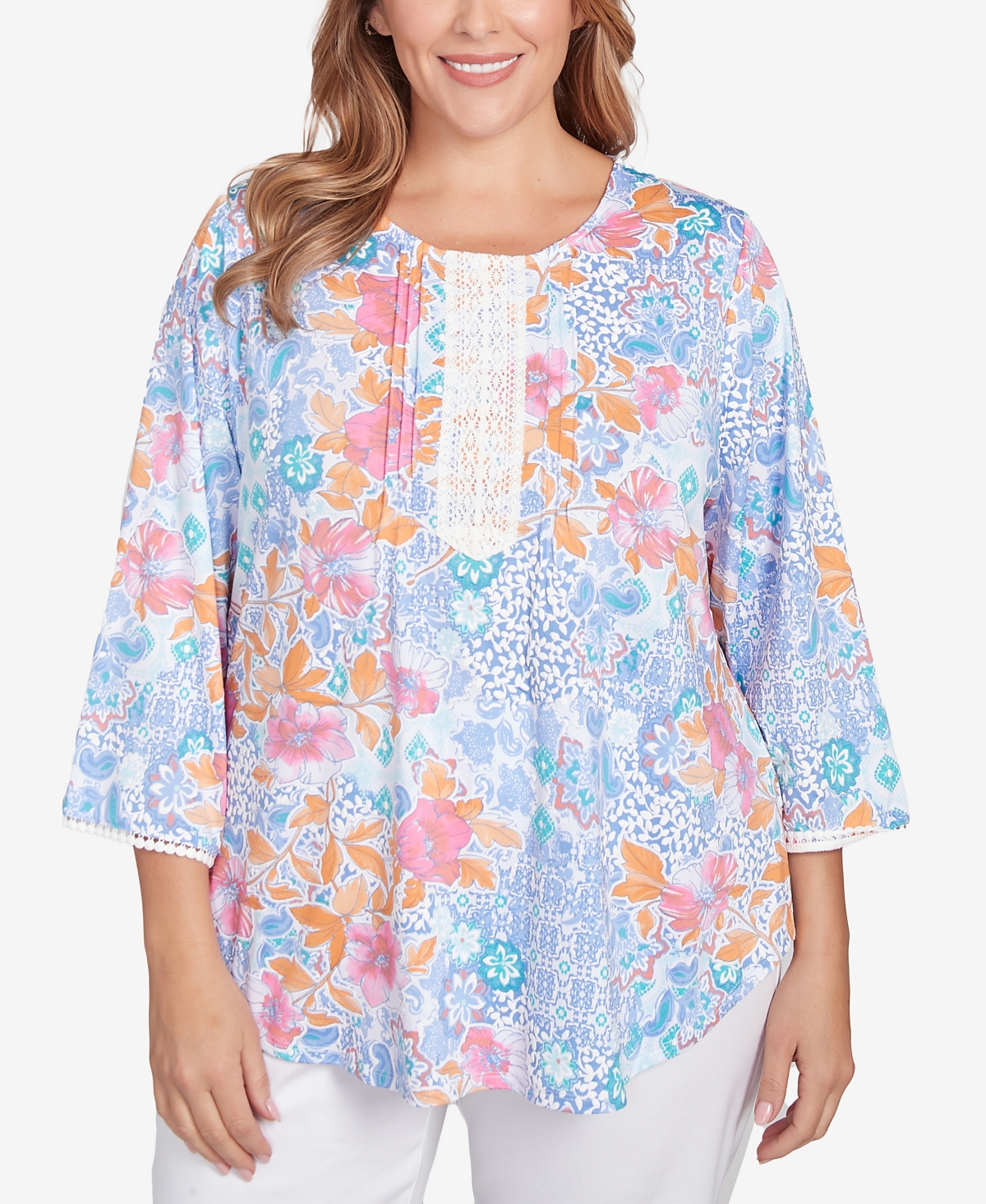 Click here for Ruby Rd. Plus Size Floral Puff Print Top - Periwin... prices