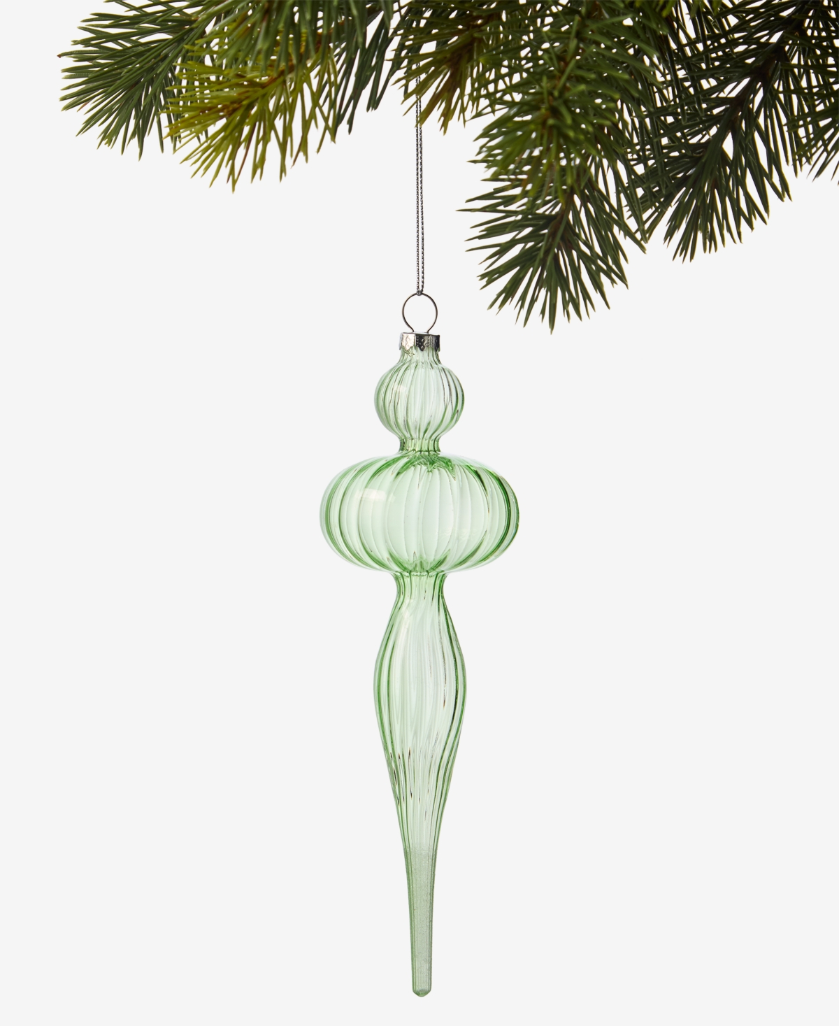 Click here for Holiday Lane Pastel Shine Green Glass Finial Drop... prices