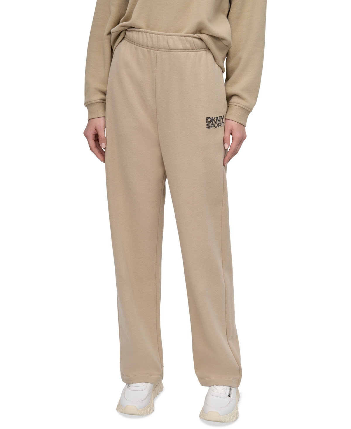 Click here for Dkny Sport Womens Rhinestone-Logo High-Rise Straig... prices