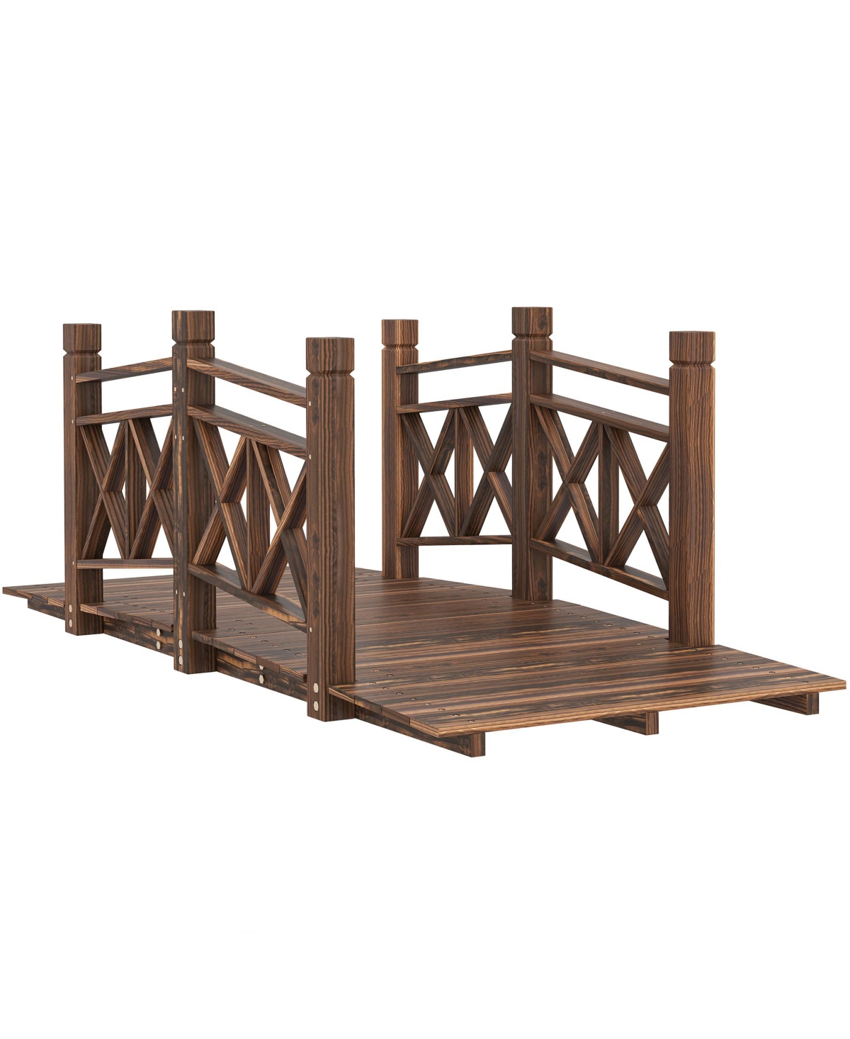 Click here for 5 ft. Wood Garden Bridge with Safety Handrails Bac... prices