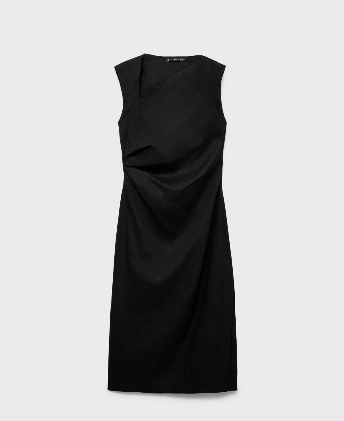 Click here for Mango Womens Asymmetrical Linen Dress - Black prices