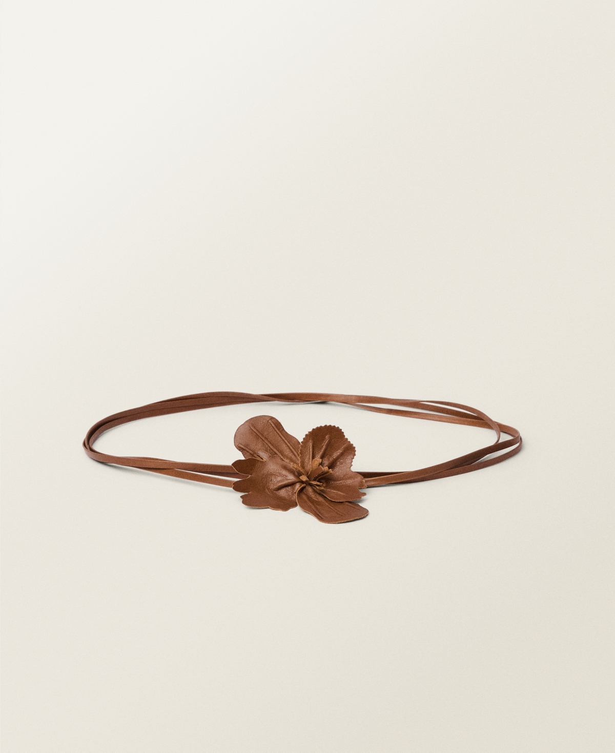 Click here for Mango Womens Flower Detail Thin Leather Belt - Bro... prices