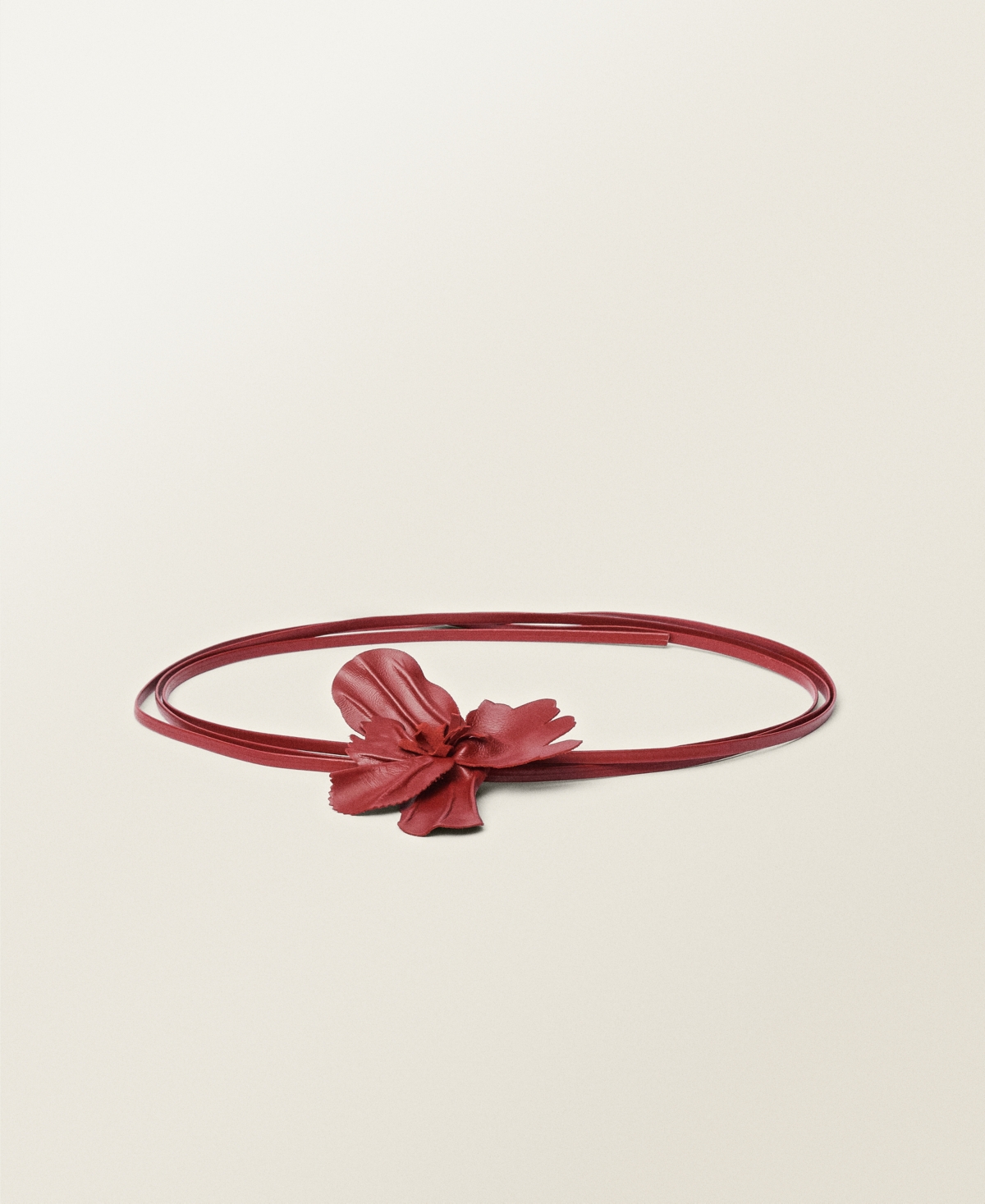 Click here for Mango Womens Flower Detail Thin Leather Belt - Red prices