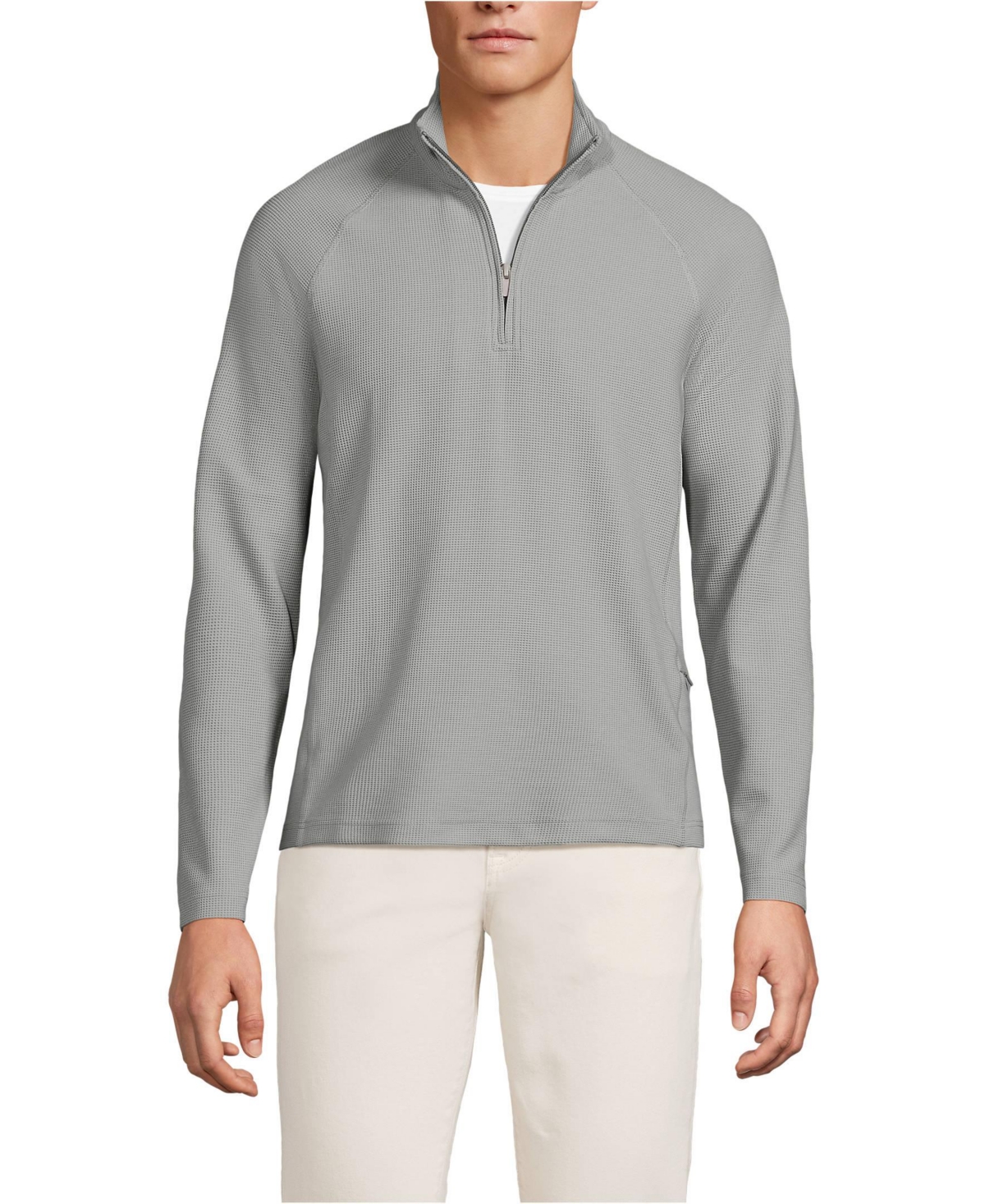 Click here for Lands End Mens Long Sleeve Waffle Quarter Zip - Me... prices