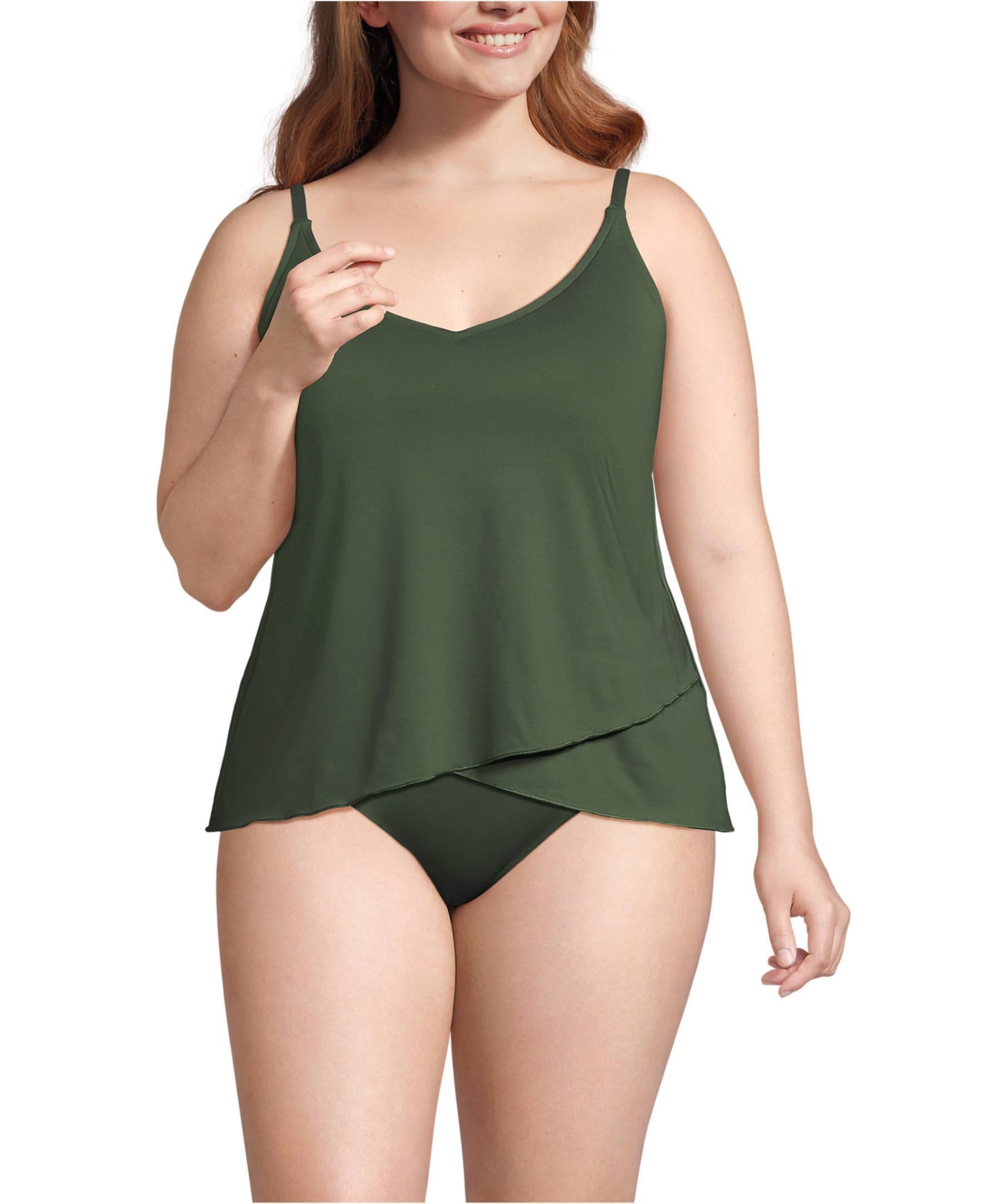 Click here for Lands End Plus Size Tulip Hem Tankini Top - Rich o... prices