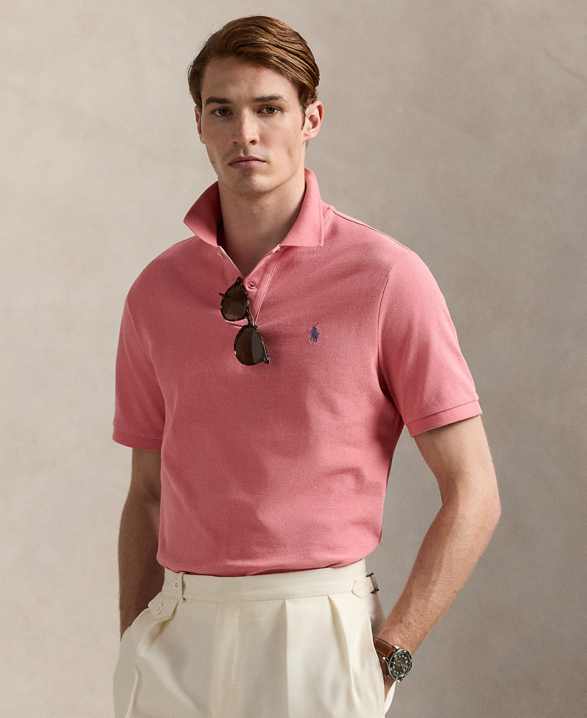 Polo Ralph Lauren Mens Classic-Fit Cotton Polo Shirt - Desert Rose