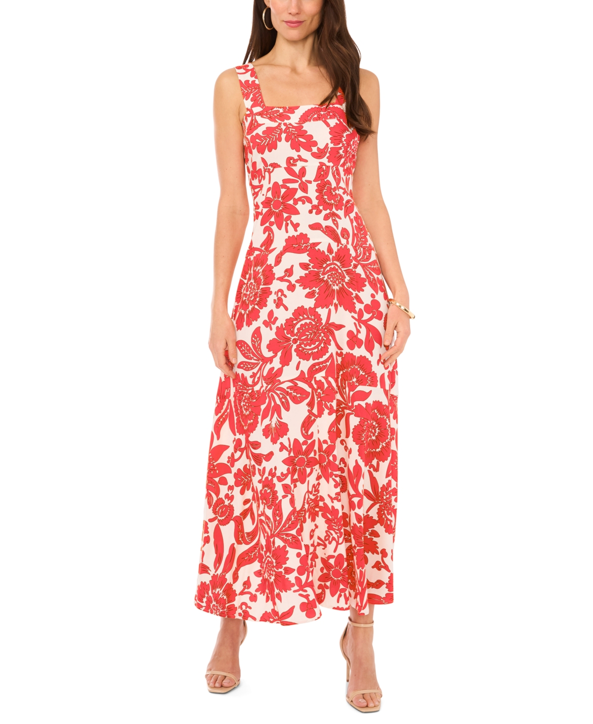 Click here for Vince Camuto Womens Floral Square-Neck Smocked-Bac... prices