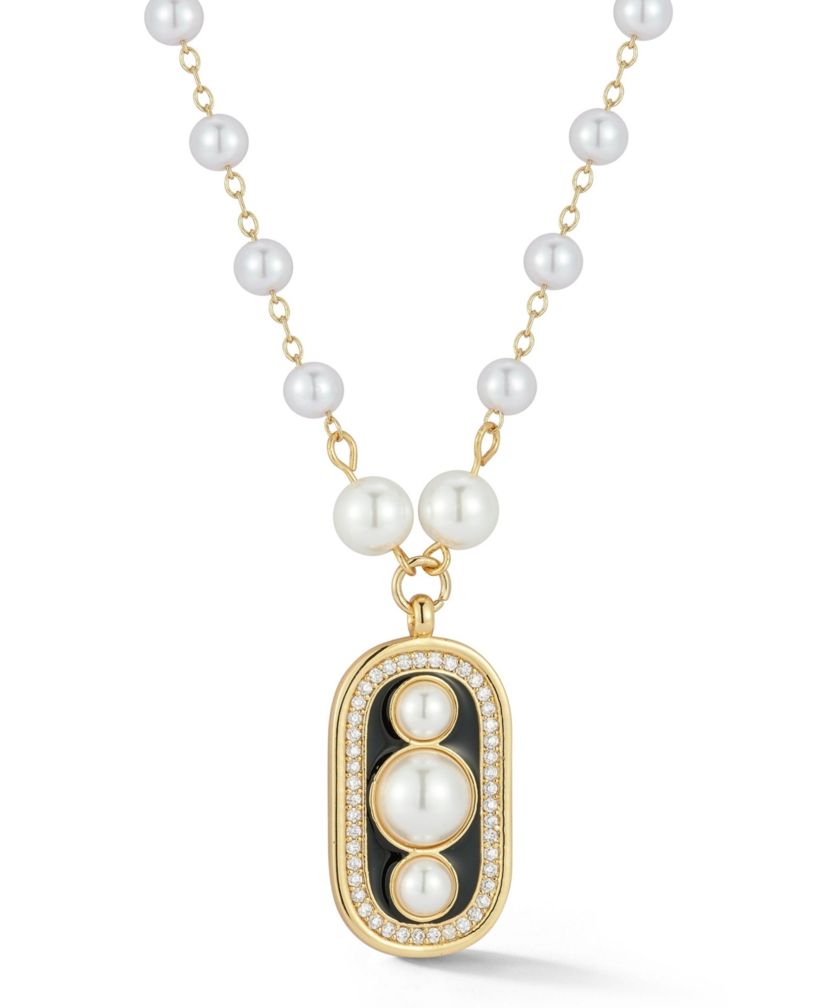Click here for Rachel Zoe Gold Plated Triple Pearl Tag Necklace -... prices