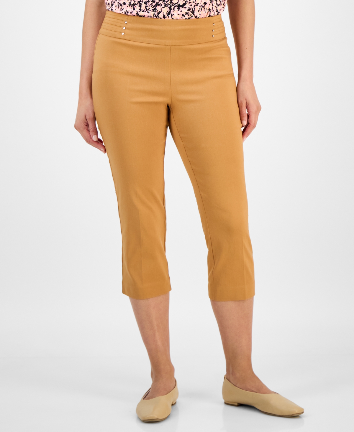 Click here for Jm Collection Petite Rivet-Detail Capri Pants - Ca... prices
