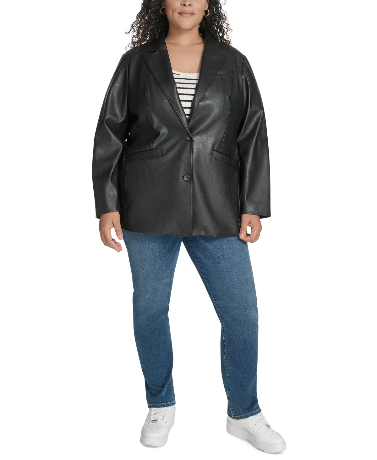 Click here for Levis Plus Size Faux-Leather Peak-Lapel Jacket - B... prices