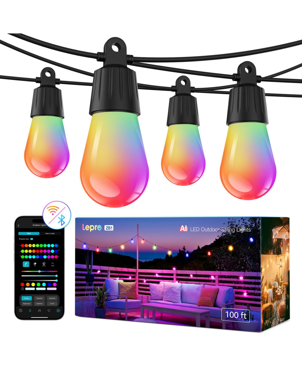 Click here for Lepro ZB1 Ai Smart Outdoor String Lights App Contr... prices