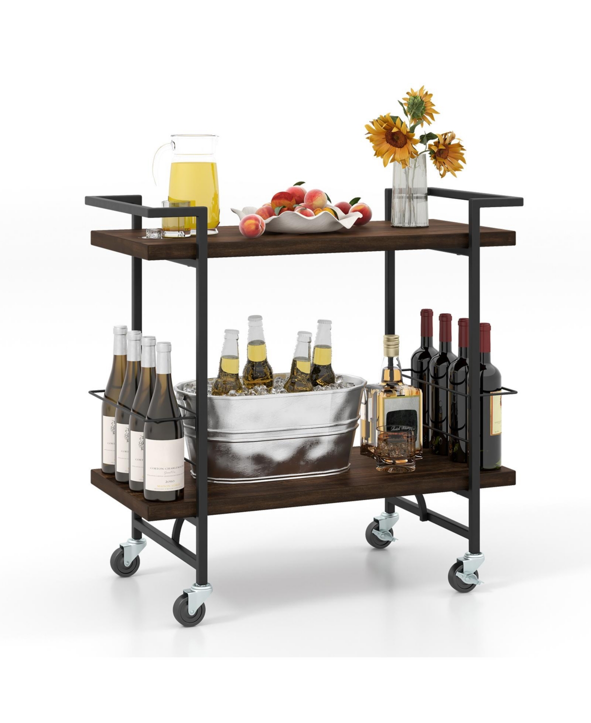 Click here for 2-tier Home Bar Cart with Lockable Wheels and Heav... prices